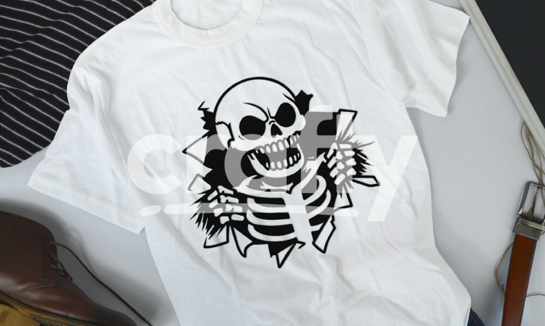 Skeleton Breaking Through Wall | Wall Decal SVG | Crafty