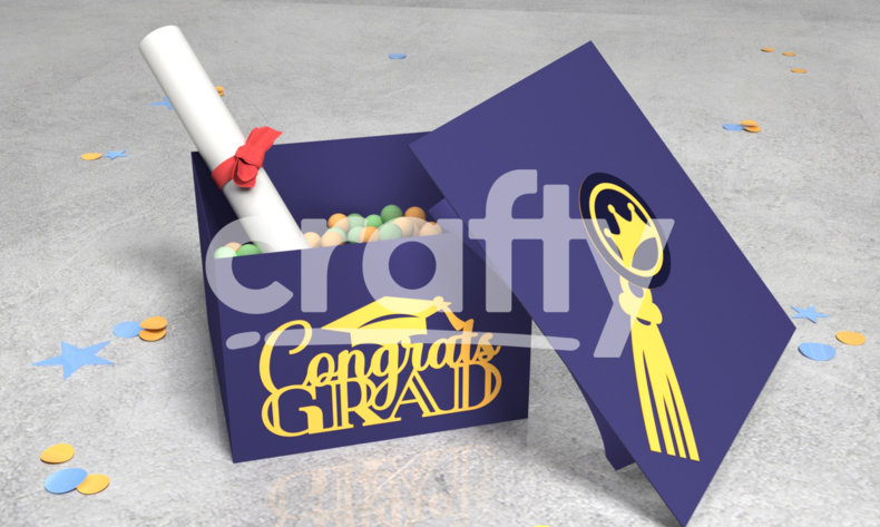 Graduation cap SVG | Congrats grad SVG | 3D box papercut | Crafty