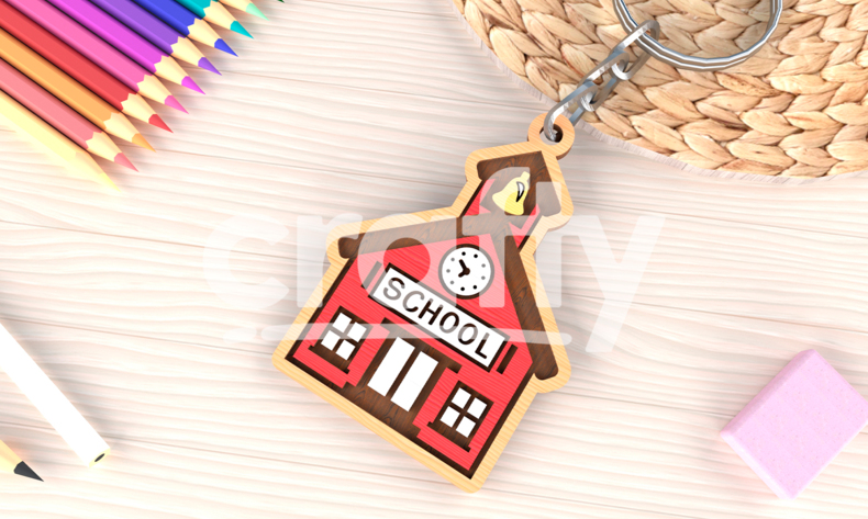 School keychain lasercut | School SVG | Crafty