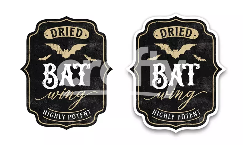 Bat wing Label | Apothecary Sticker PNG | Crafty