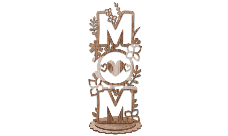 Vertical Standing letters MOM svg | Mother's day laser cut file | Crafty