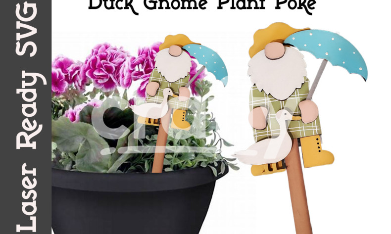 Spring Gnome Plant Poke | Gnome and Duck Plant Stake | Laser Cut Garden ...