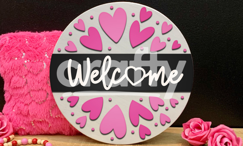 Welcome hearts | Valentine's Round Sign SVG | Crafty