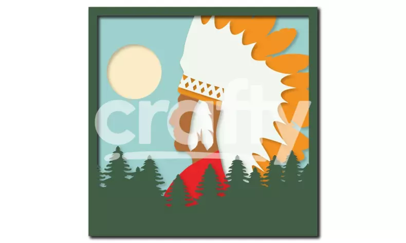 Native American Shadow Box SVG | Indian Headdress Paper Cut Project ...
