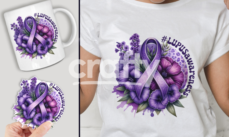 LUPUS Awareness Sublimation, LUPUS Ribbon Sticker | Crafty