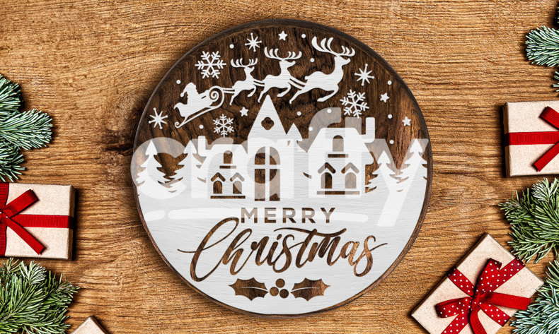 Merry Christmas Round SVG Sign | Crafty