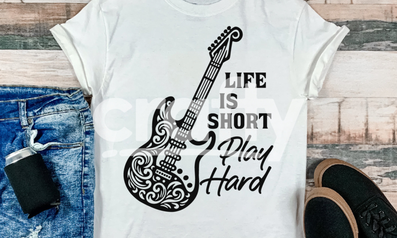 Life Is Short, Play Hard SVG | Electric Guitar Cut File | Crafty