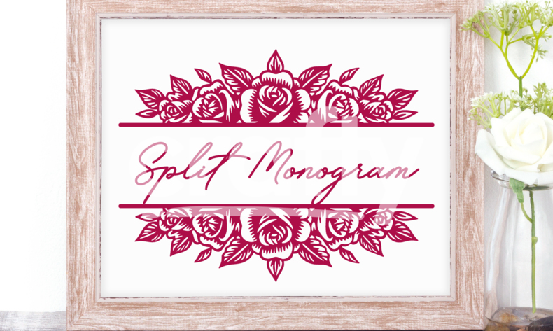 Roses Split Monogram SVG Cut File | Crafty