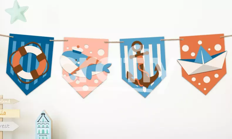 3D Kids banner paper cut | Marine SVG | Crafty