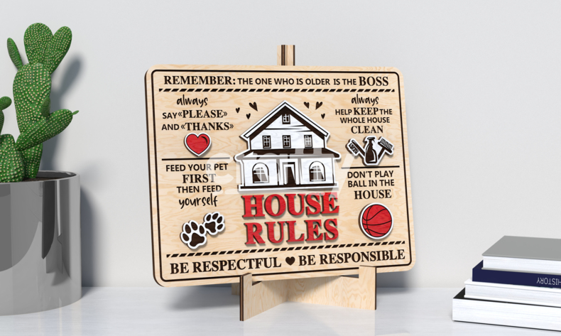 House rules SVG | 3D Rules plaque laser cut | Crafty