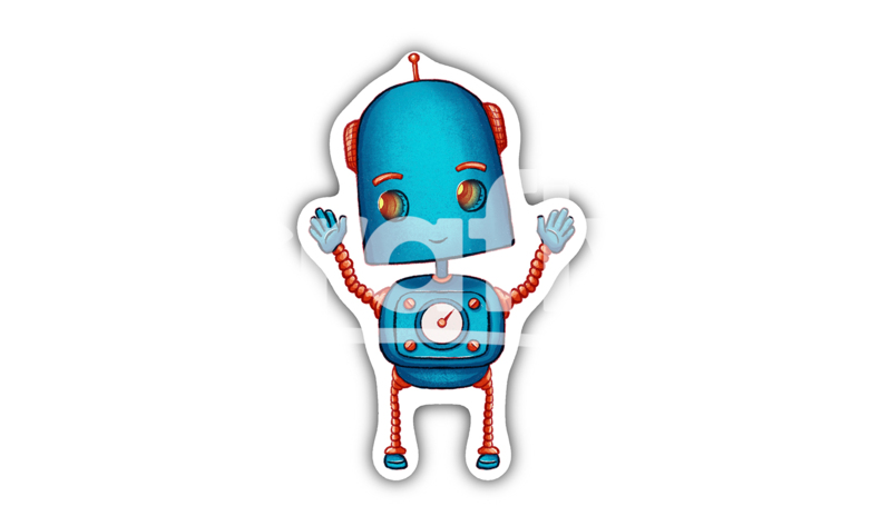 Blue Robot sticker | Blue Robot png file | Crafty