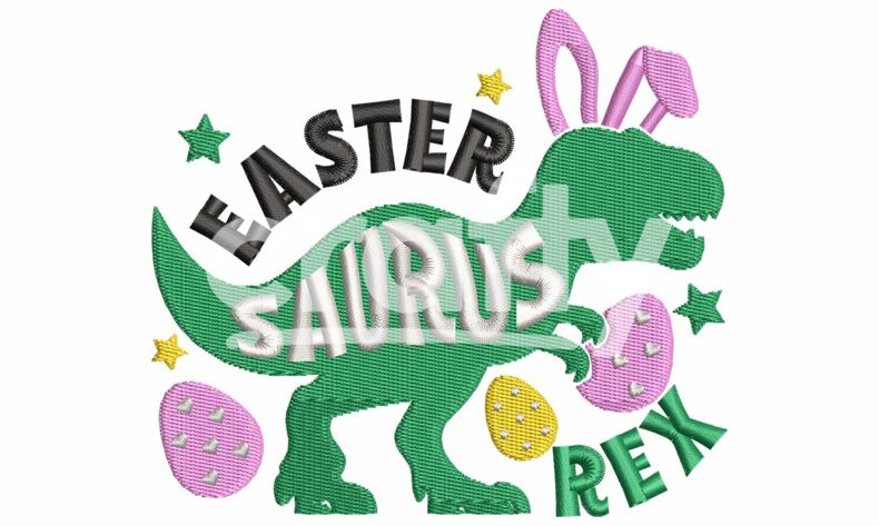 Easter Saurus Rex | Dinosaur Embroidery Design | Crafty