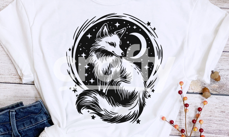 Celestial Fox With Moon SVG Cut File | Crafty