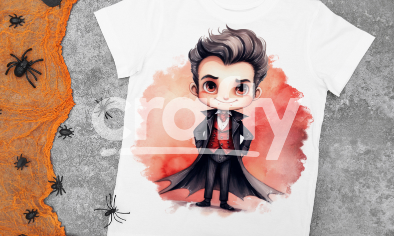 Cute Dracula Character | Halloween Sublimation Design | Crafty