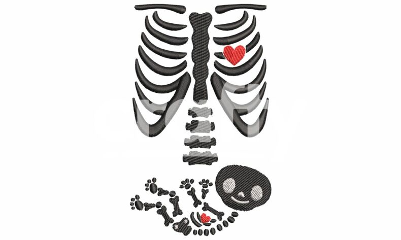 Pregnant Skeleton | Halloween Embroidery Design | Crafty