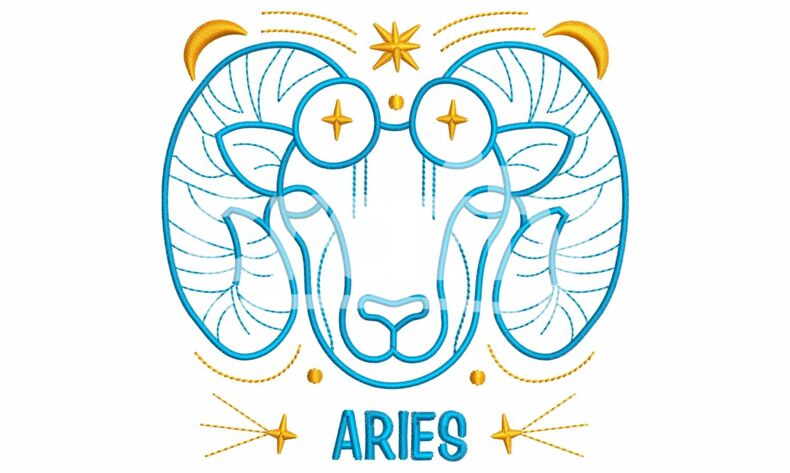 Aries Line Art | Zodiac Embroidery Design | Crafty