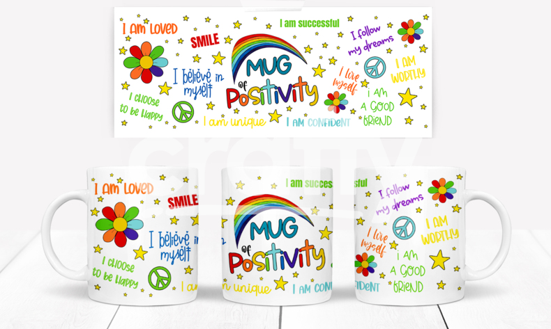 Mug of Positivity 12 oz | Positive Affirmations Mug 15 oz | Crafty