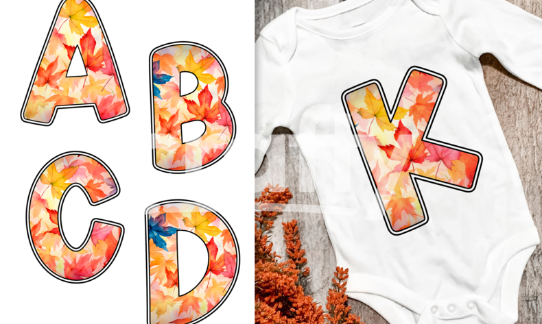 Autumn Alphabet Letters Sublimation PNG | Crafty