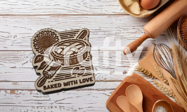 Baked With Love Magnet Laser SVG | Crafty