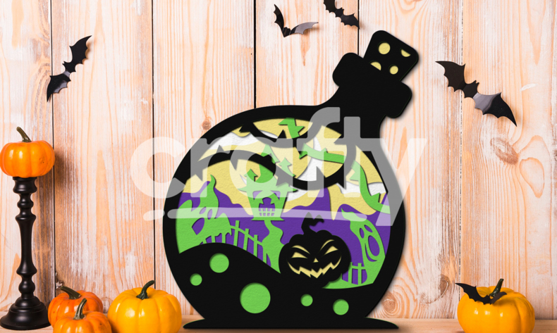 Potion SVG | 3D Halloween paper cut | Crafty