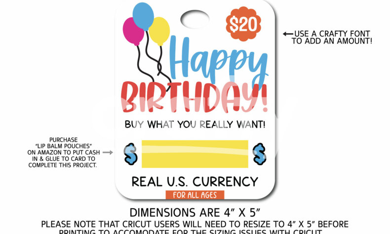 Happy Birthday | Money Card Printable Design | Crafty
