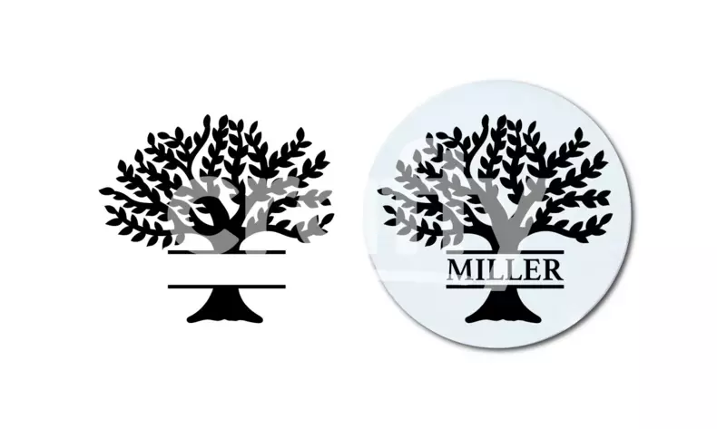 Family Tree Monogram Split Frame SVG | Crafty