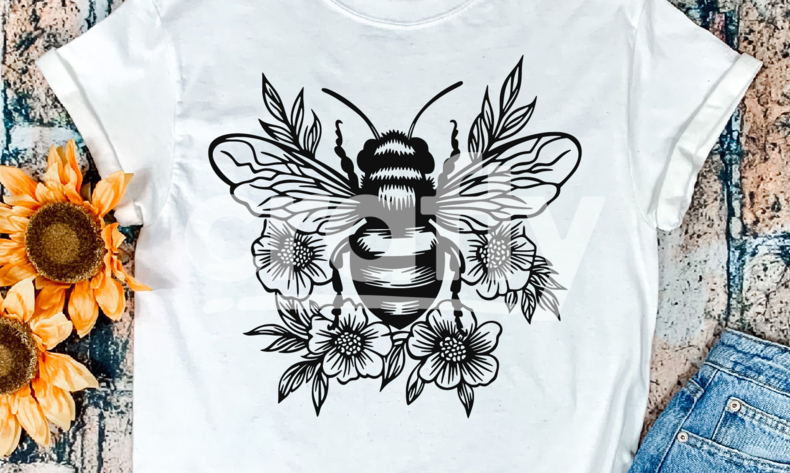 Honey Bee And Flowers SVG Cut File | Crafty