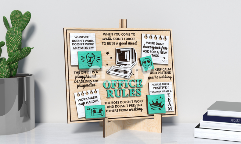 Office rules SVG | 3D Rules plaque laser cut | Crafty