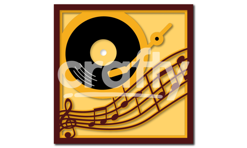 Retro Music Shadow Box SVG | Music Plate Papercut SVG Design | Crafty