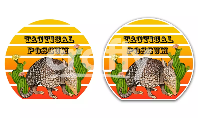Armadillo Sublimation | Tactical Possum Sticker | Crafty