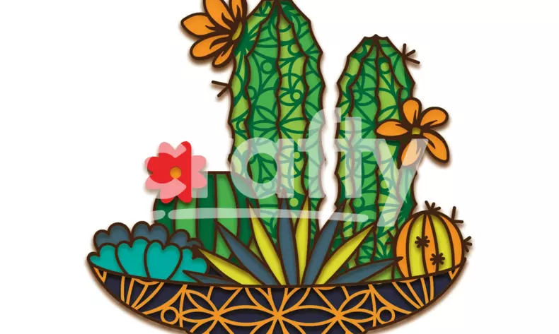 3D Cactus Design SVG | Layered Paper Cut Project | Crafty
