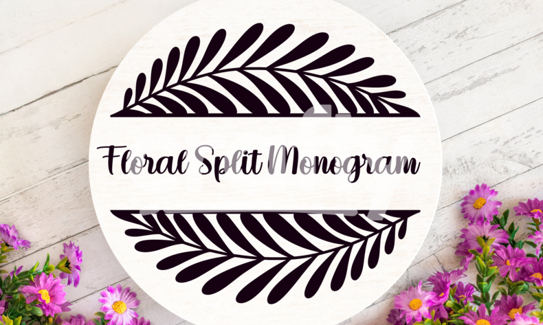 Split Monogram with Leaves SVG Cut File | Crafty