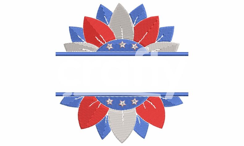 Patriotic Sunflower | Split Monogram Embroidery | Crafty