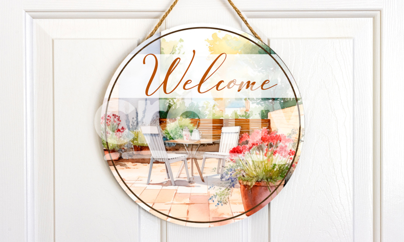 Welcome Porch Sign Sublimation | Patio Round Sign PNG | Crafty