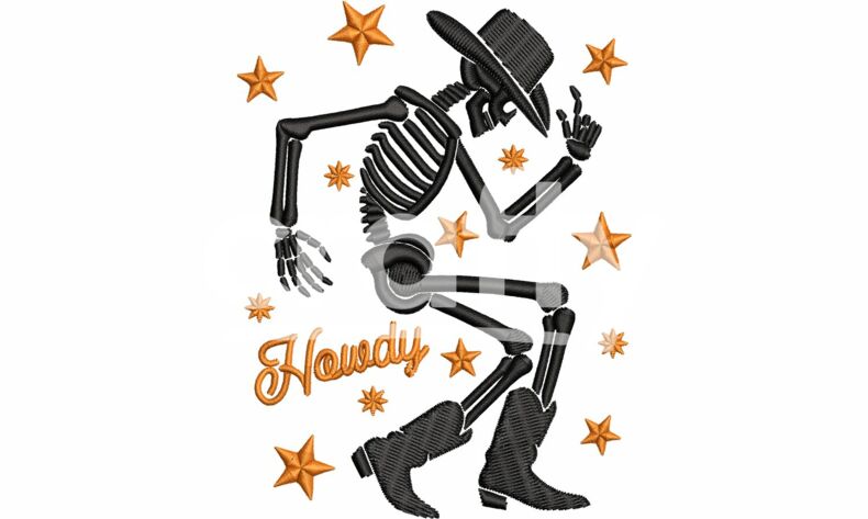 Howdy Skeleton | Halloween Embroidery Design | Crafty