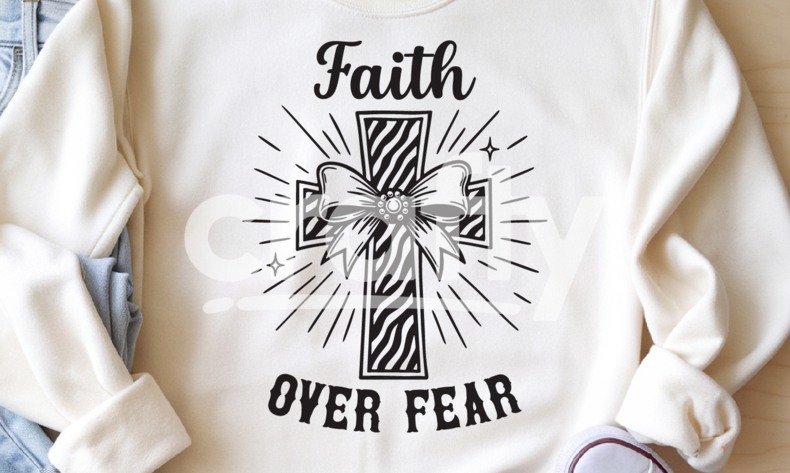 Faith Over Fear SVG | Zebra Cross Bow Cut File | Crafty