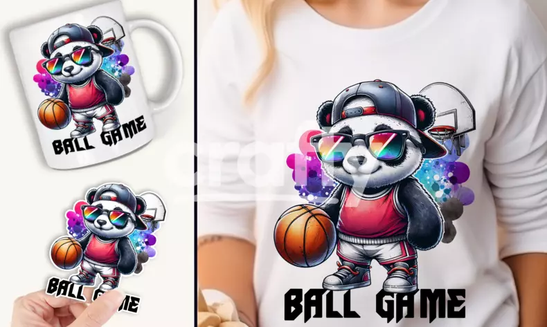 Street Basketball Sublimation | Urban Panda Baller PNG | Crafty