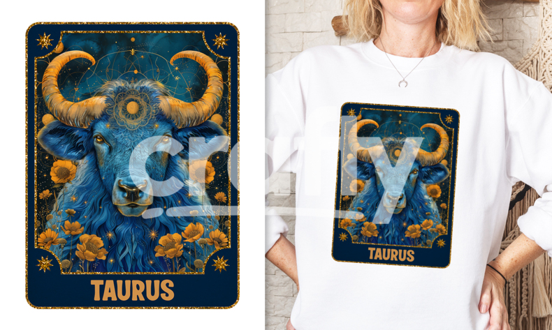 Taurus Zodiac Sign | Tarot Card Horoscope Sublimation Design | Crafty