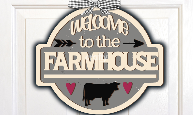 Welcome To The Farmhouse-Cow Sign SVG For Laser Cutting | Crafty