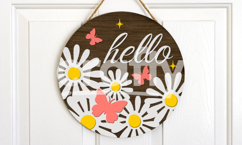 Hello Round Sign | Summer Sign SVG | Crafty