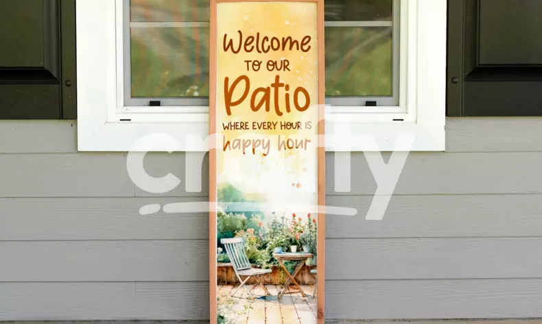 Welcome To Our Patio PNG | Vertical Porch Sign sublimation | Crafty