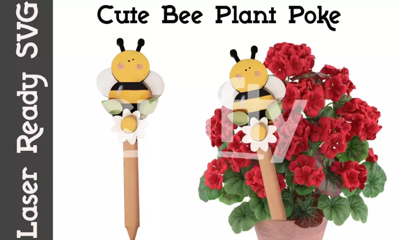 Cute Bee Plant Poke | Bee Garden Stake laser cut | Crafty