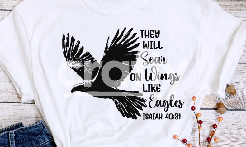 Eagle Silhouette with Christian Bible Verse SVG Cut File | Crafty