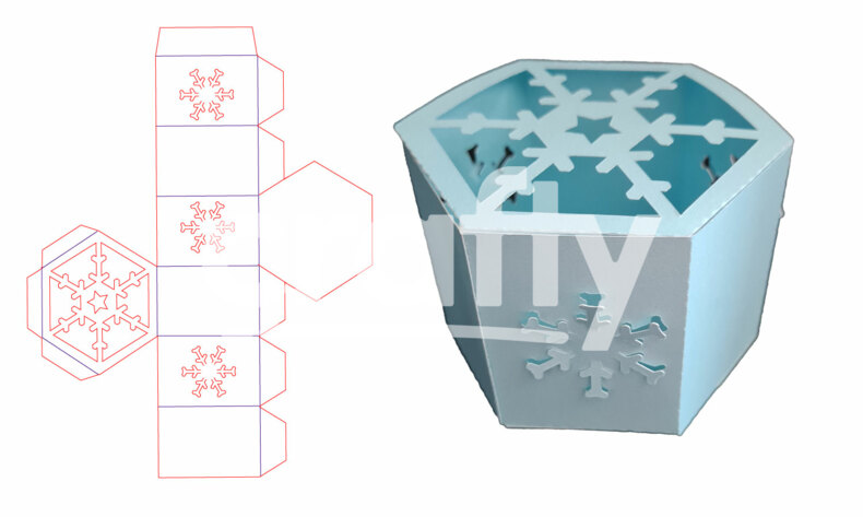 Snow flake box SVG | Snowflake gift box | Hexagon gift box | Crafty