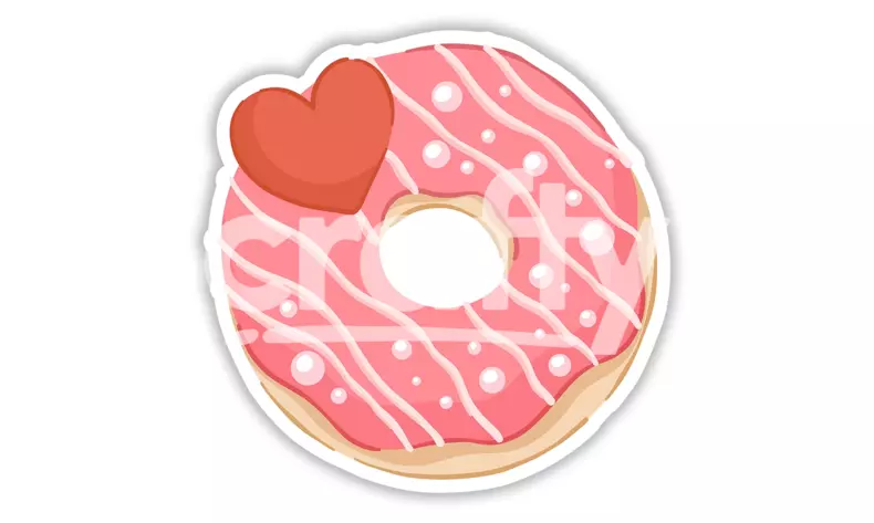 Pink Donut Sticker | Sweets Print-Then-Cut Design | Crafty
