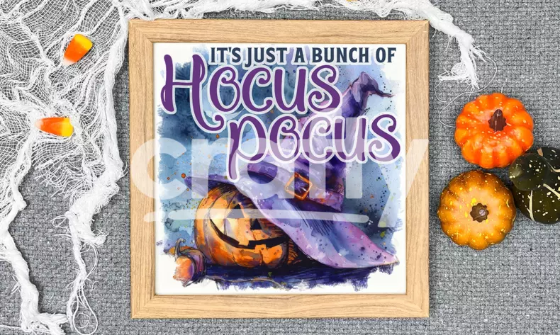 Hocus Pocus | Halloween Square Sign Sublimation Design | Crafty