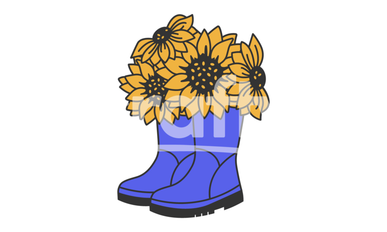 Rain Boots With Sunflowers | Wellington Boots SVG | Crafty