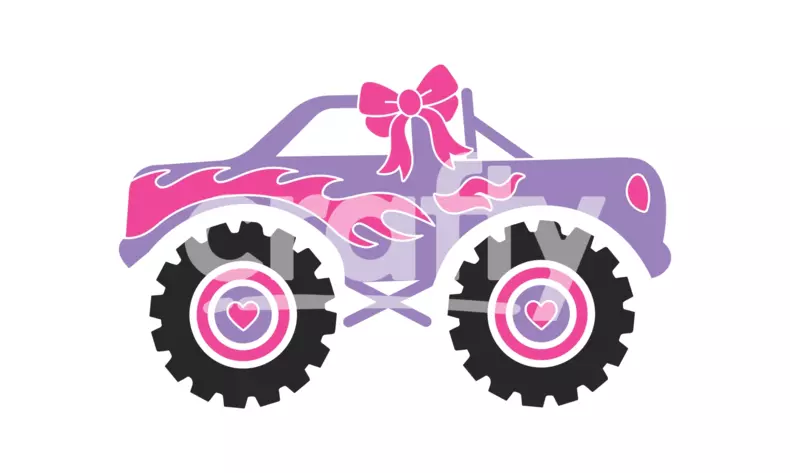 Pink Monster Truck | Monster Truck SVG | Crafty