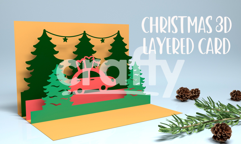 3D Christmas pop up card | Layered papercut card | Crafty