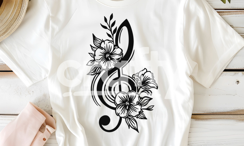 Floral Treble Clef SVG Cut File | Crafty